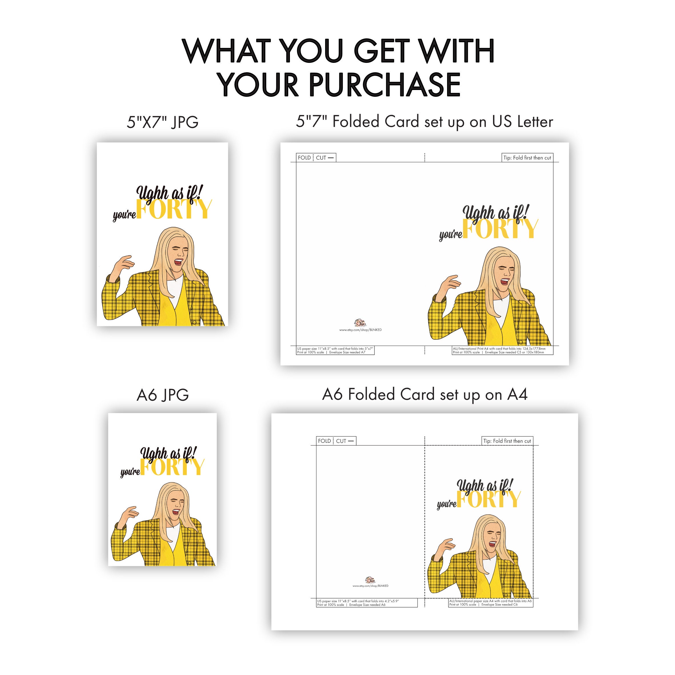 Printable Clueless 40th Birthday | Birthday Card | Alicia Silverstone ...