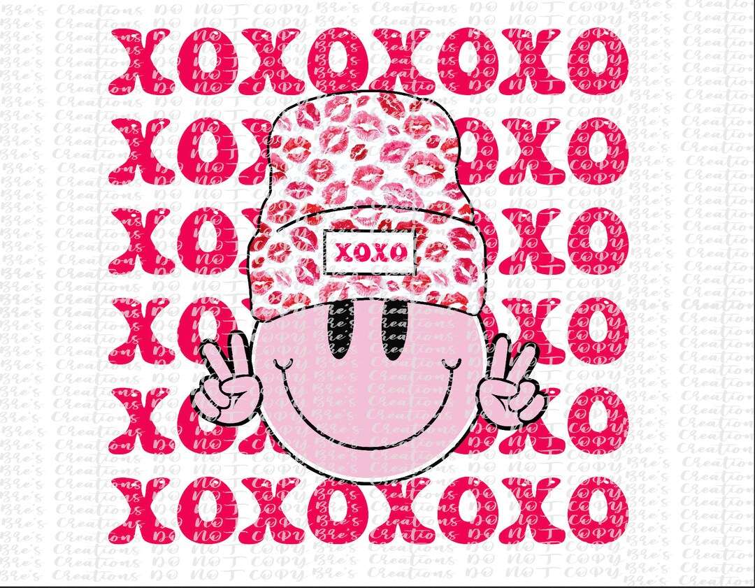 Valentines Smiley Face Png| XOXO Smiley Png| Valentines DTF| Valentines ...