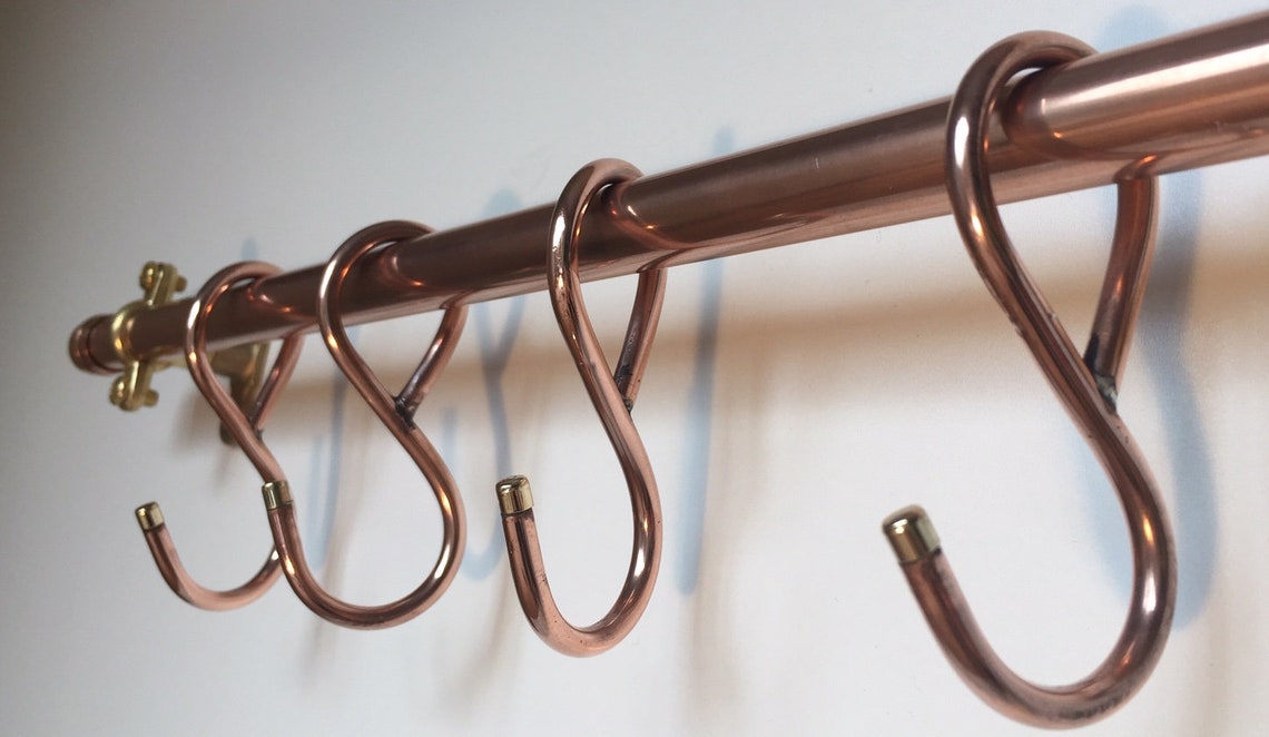 Pot Rack 24 With 6 Copper Hand Forged Rustic French - Etsy