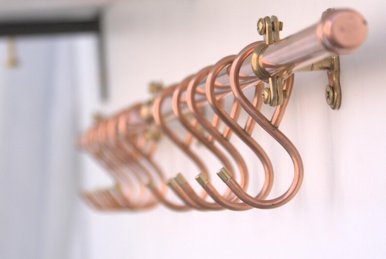 Pan Rack (36") With 10 Hand Forged Rustic French Farmhouse Butcher ...