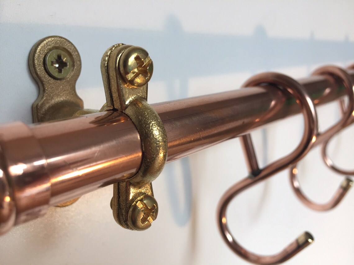 Pot Rack 24 With 6 Copper Hand Forged Rustic French - Etsy