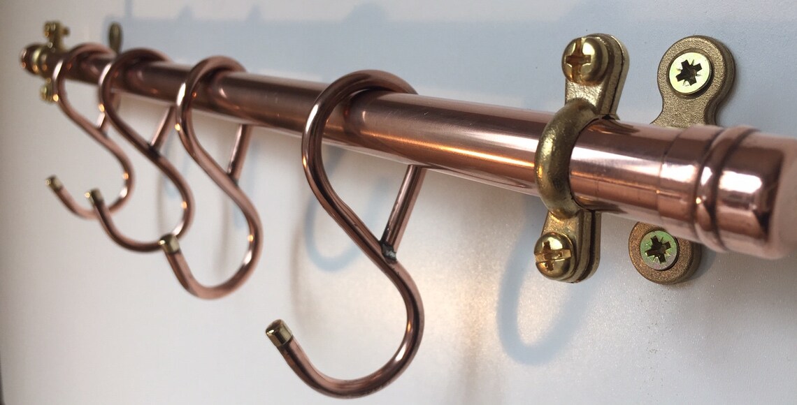 Pot Rack 24 With 6 Copper Hand Forged Rustic French - Etsy