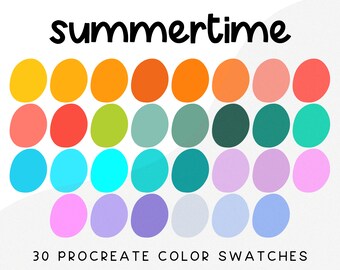 Summer Lovin Procreate Color Palette, 30 Swatches, Bright Colors ...