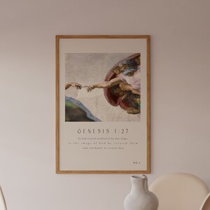Genesis 1:27 the Creation of Man Poster, Michelangelo, Bible Verse ...