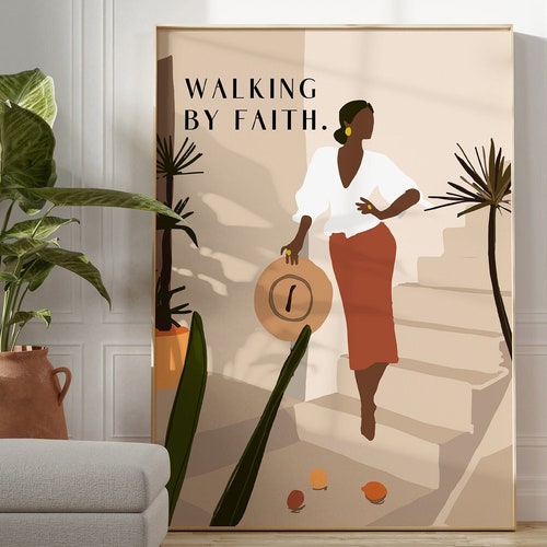 Walking by Faith Illustration Poster Printed & Shipped 2 - Etsy