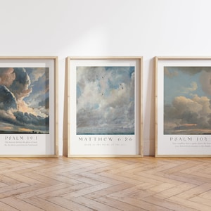 Bible Verse Prints Set of 3 Clouds Printed & Shipped Modern Scripture ...