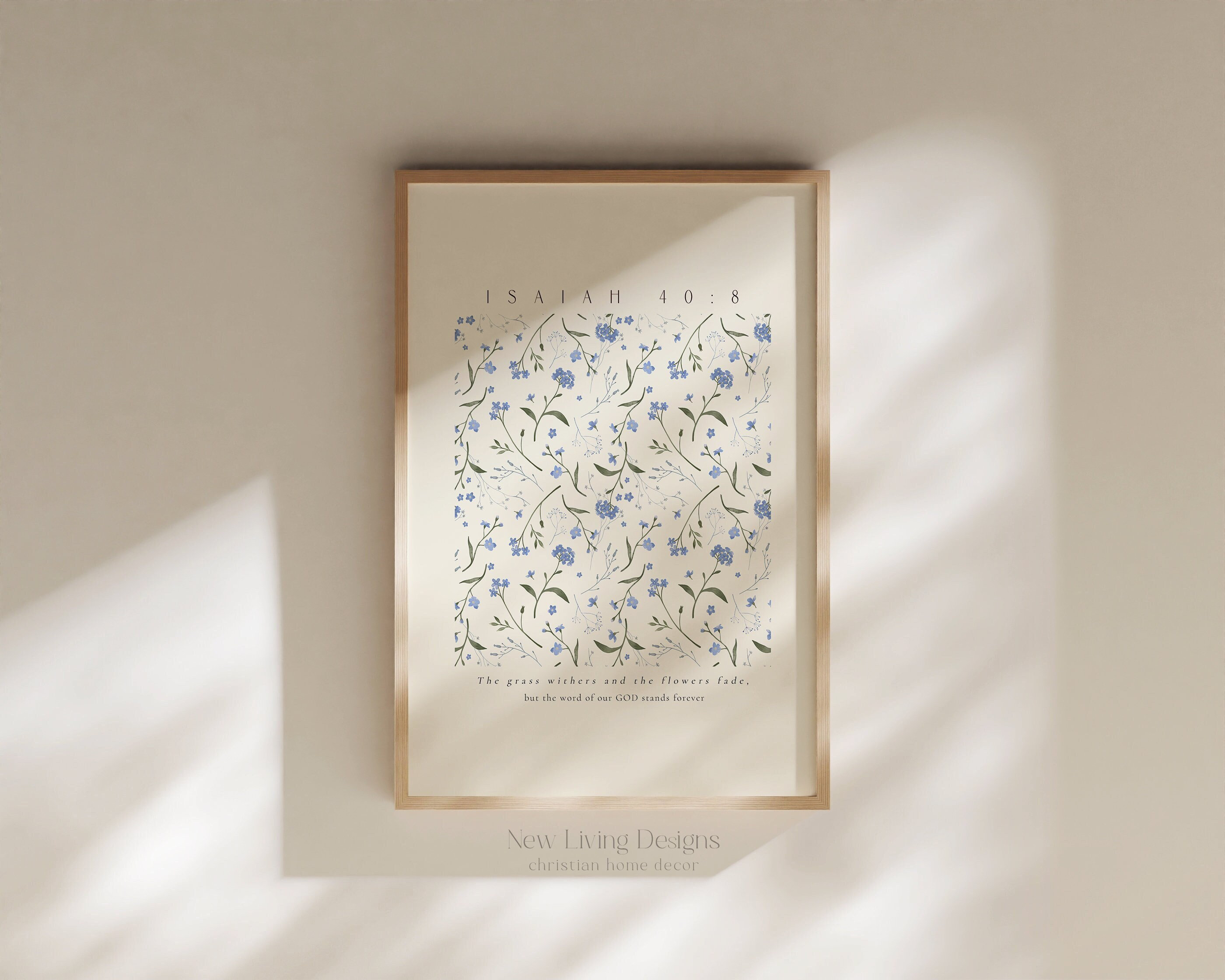 Isaiah 40 Blue Floral Pattern, Printed & Shipped, Modern Scripture ...
