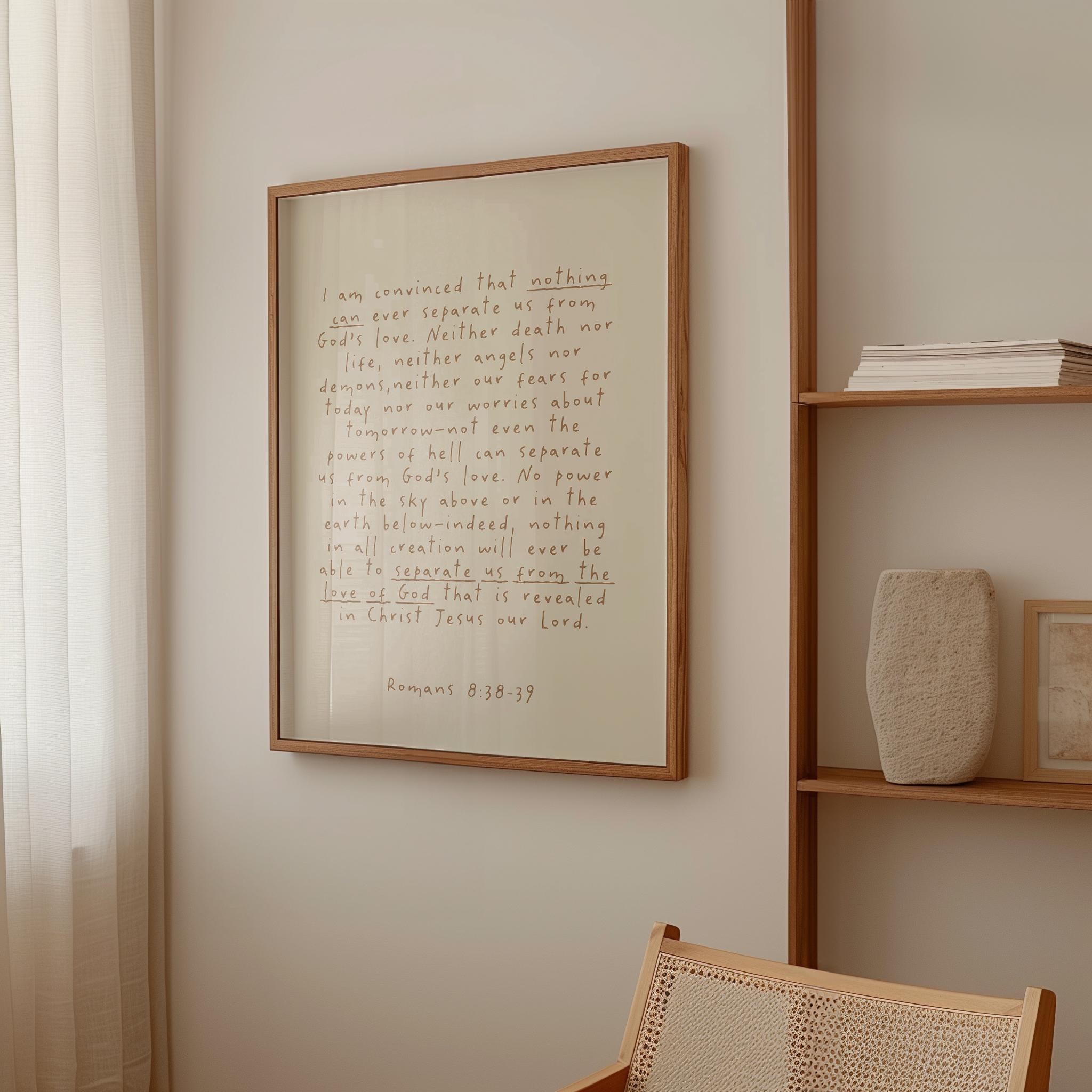 Romans 8 Beige Poster, Printed & Shipped, Minimal Bible Verse Prints ...