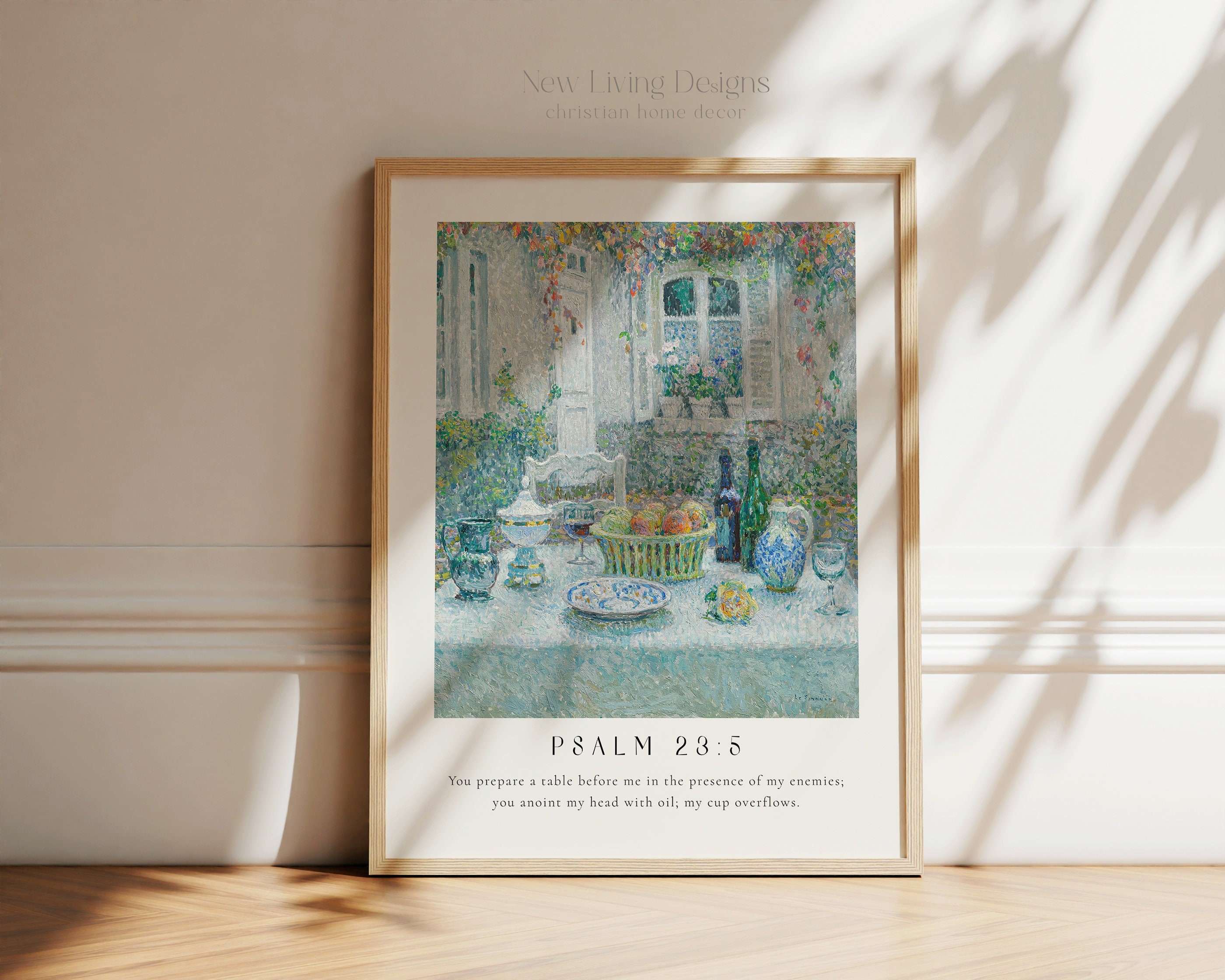 Psalm 23 You Prepare a Table Before Me Poster, French Vintage Art ...