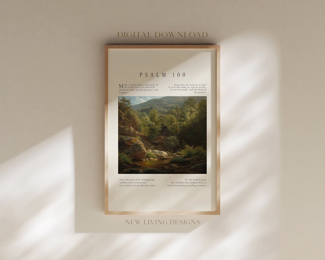 Psalm 100 Poster, Digital Download, Modern Scripture Decor, Bible Verse ...