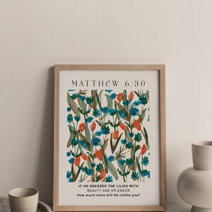 Matthew 6 Floral Blue | Do Not Worry Digital Download | Modern ...