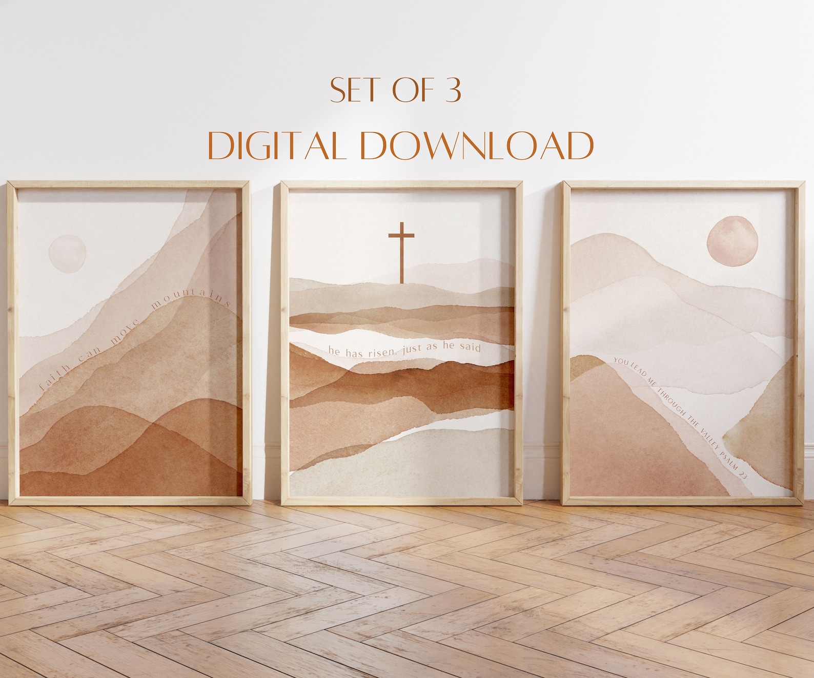 Set of 3 Faith Can Move Mountains Printable Wall Art Digital - Etsy