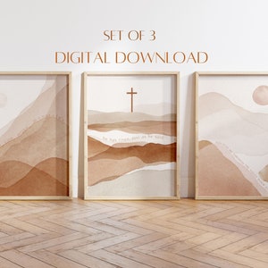 Set of 3 Faith Can Move Mountains Printable Wall Art | Digital Download ...
