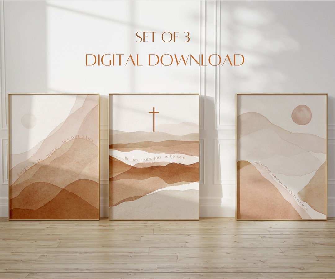 Set of 3 Faith Can Move Mountains Printable Wall Art | Digital Download ...