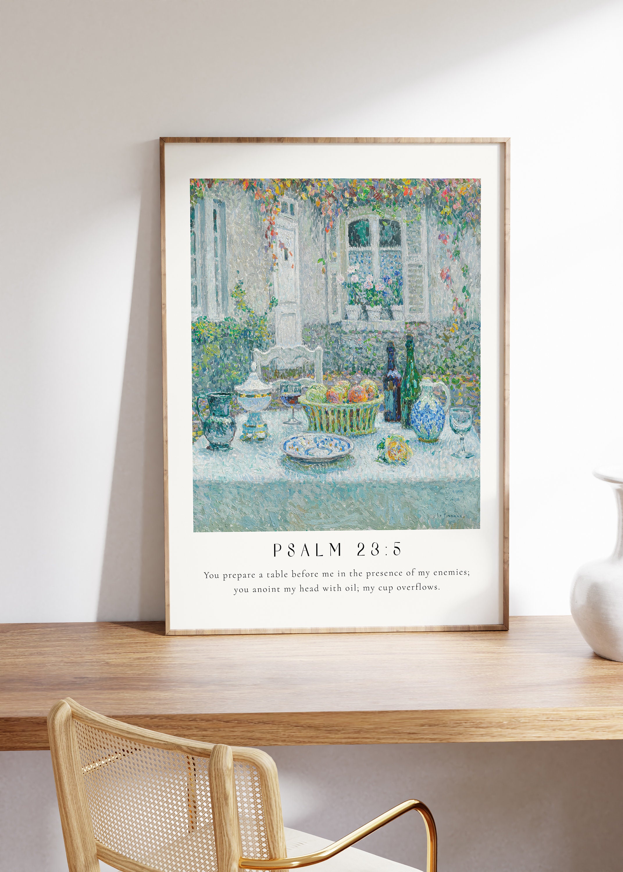 Psalm 23 You Prepare a Table Before Me Poster, French Vintage Art ...