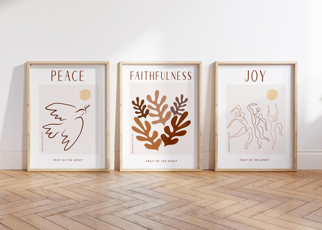 Fruit of the Spirit Set of 3 | Minimal Art | Printed & Shipped | Modern ...