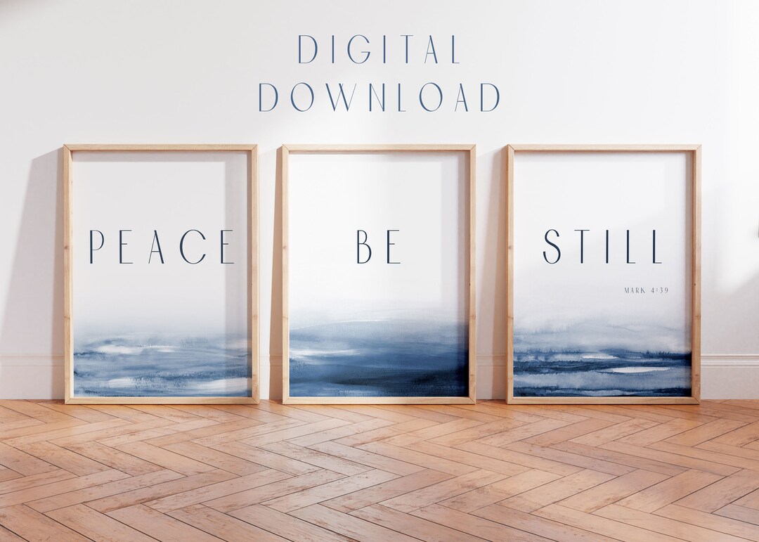 Peace Be Still Set of 3 Ocean Art Printable Wall Art | Digital Download ...