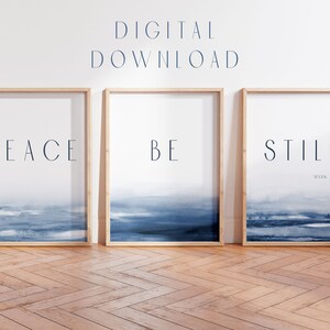 Peace Be Still Set of 3 Ocean Art Printable Wall Art | Digital Download ...