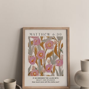 Matthew 6 Floral Pink | Do Not Worry Digital Download | Modern ...