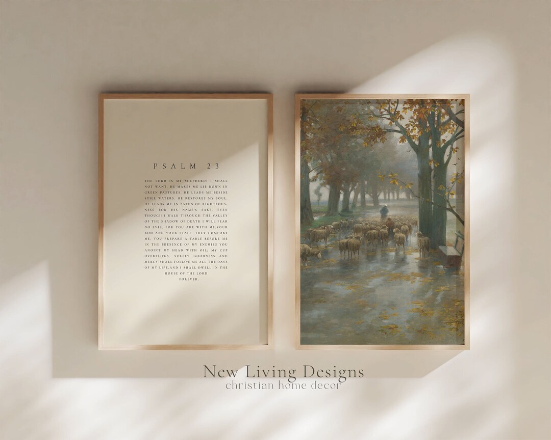 Christian Gallery Set of Two Psalm 23 Bible Scripture Poster, Printed ...