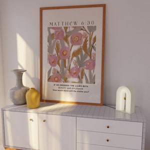 Matthew 6 Floral Pink | Do Not Worry Digital Download | Modern ...