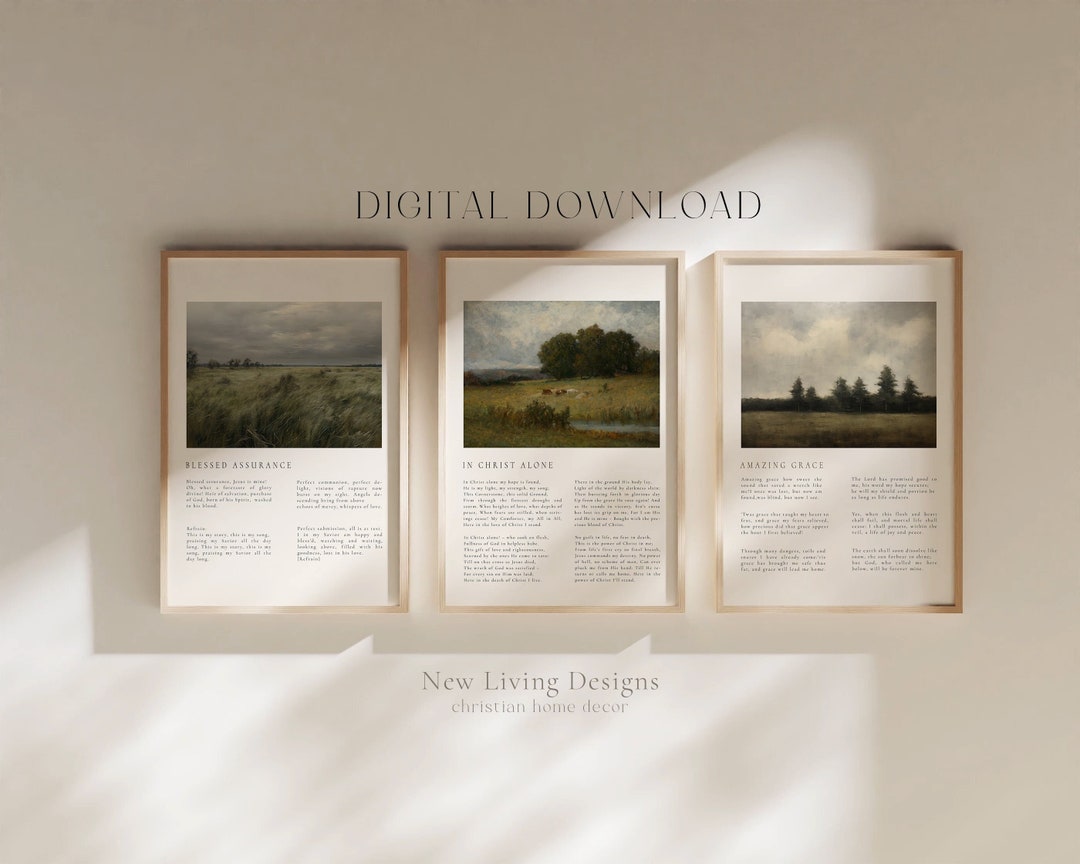 Set of 3 Hymn Collection Printable Wall Art | Digital Download | Modern ...