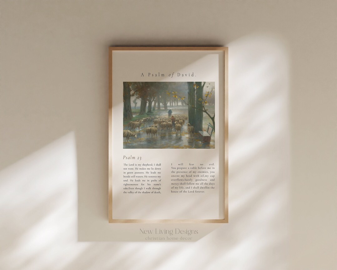 Vintage Psalm 23 Poster, Printed & Shipped, Minimal Bible Verse Prints ...