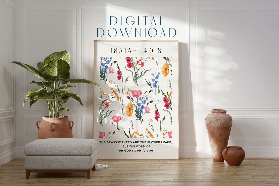 Isaiah 40 Floral Poster | Digital Download | Modern Scripture Decor ...