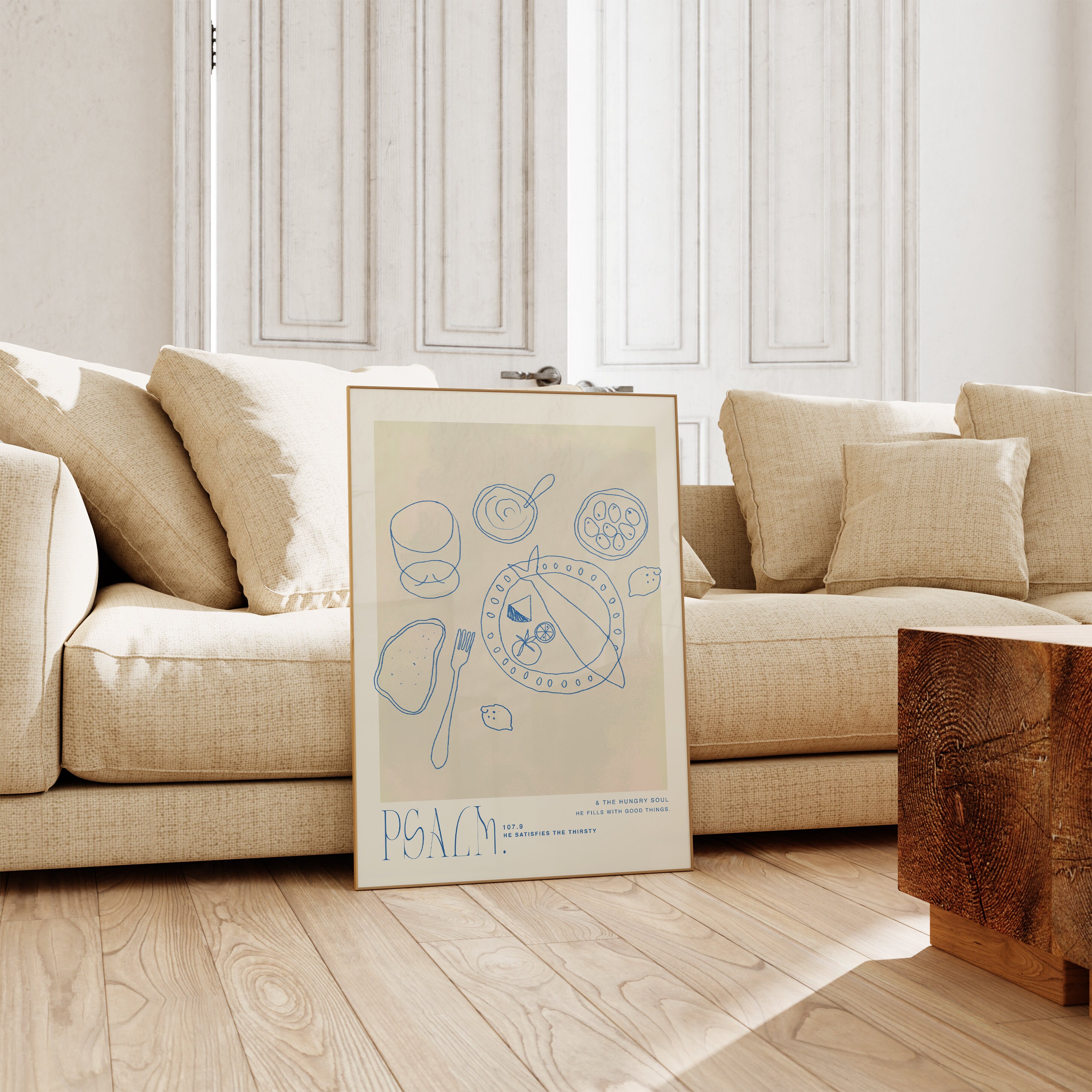 Psalm 107 Blue Digital Download | Modern Scripture Decor | Bible Verse ...