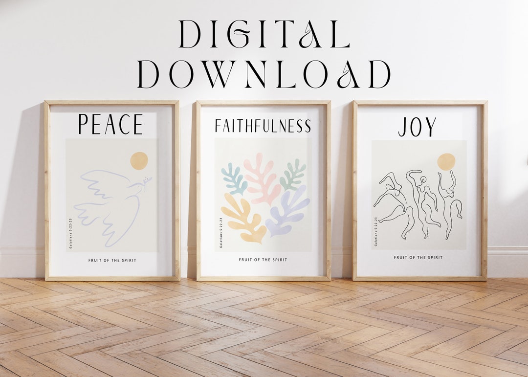 Fruit of the Spirit Set of 3 Pastel Printable Wall Art | Digital ...