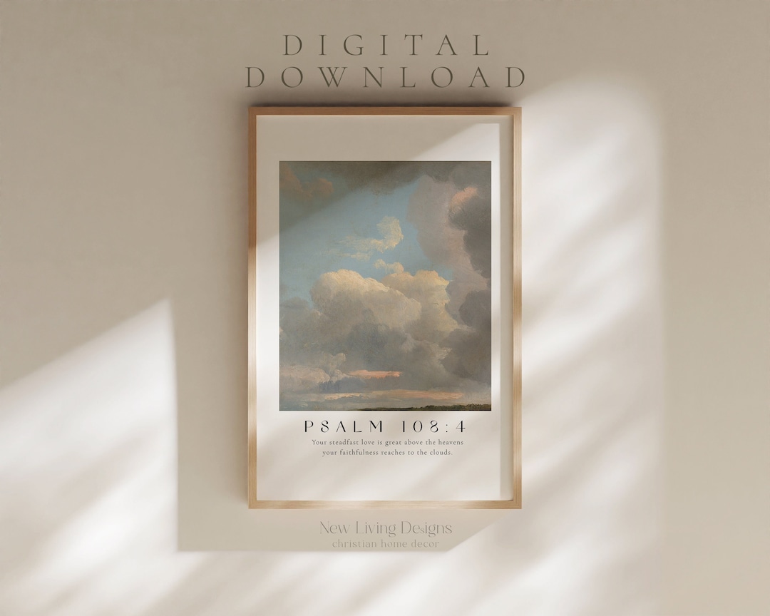 Psalm Art, Christian Poster, Clouds Art, Digital Print, Monet, Modern ...