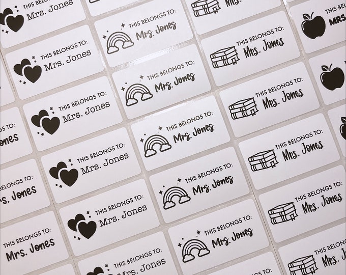Custom Teacher Labels, 2.25 X 1.25 Inch Sticker, Teacher Book Stickers ...