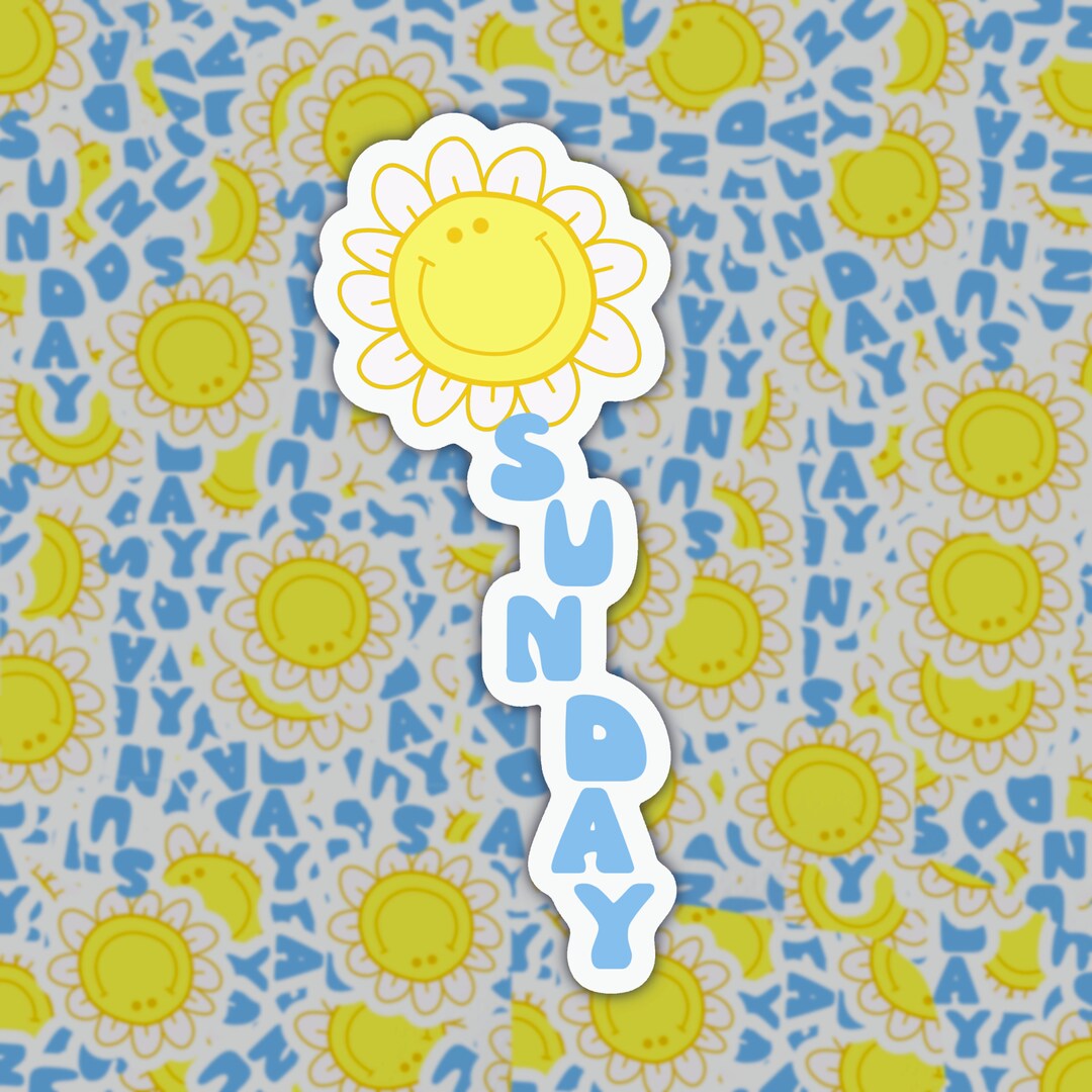 Sunday Sticker Smiley Face Daisy Decal Daisy Smiley Face Floral Smiley ...