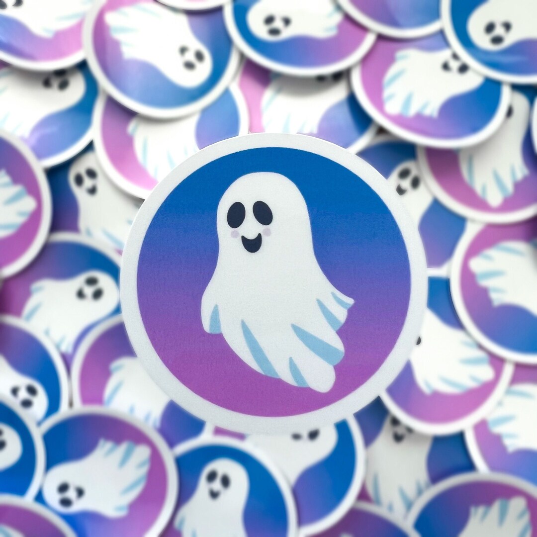 Sunset Ghost Vinyl Waterproof Sticker Halloween Ghosty Sticker Cute Ghost Halloween Ghostie Cute