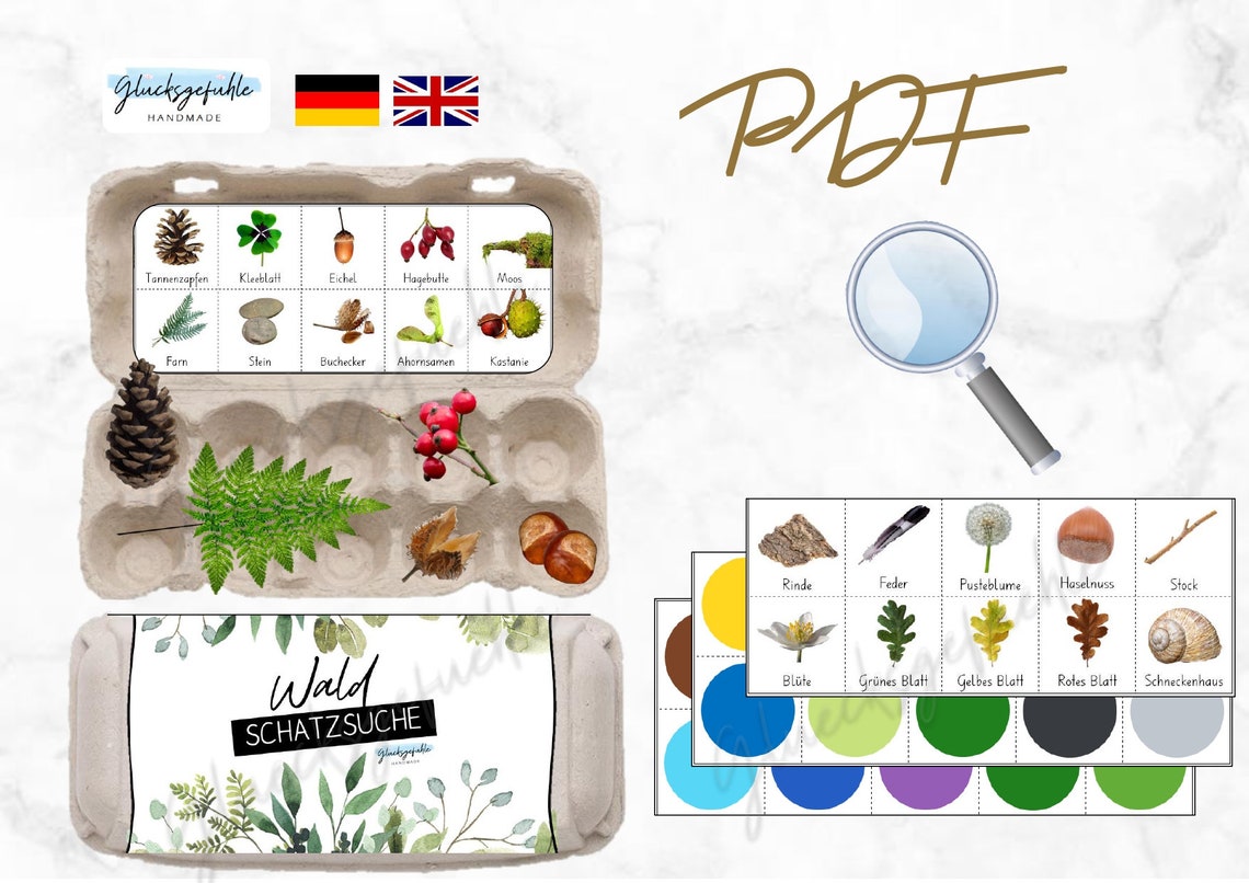 PDF Wald Eierkarton Schatzsuche Schnitzeljagd, PDF Forest Scavenger ...