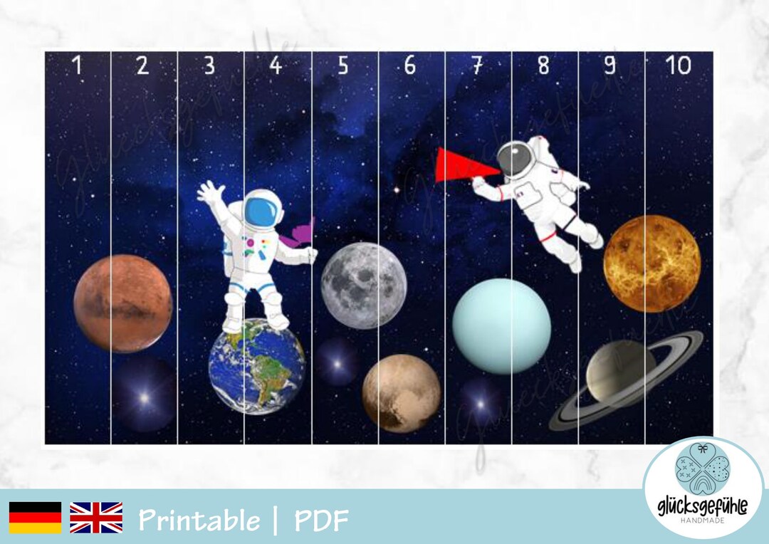 PDF Solar System Number Puzzle Astronaut, Space, Homeschool, Montessori ...