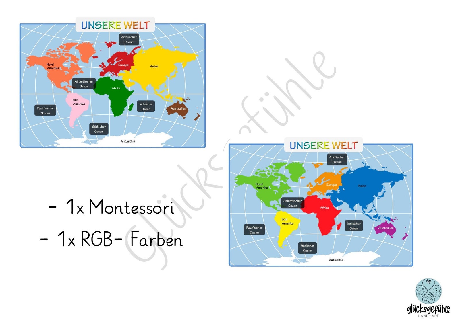 PDF World Map Montessori + RGB Colors, Interactive, Get to Know ...