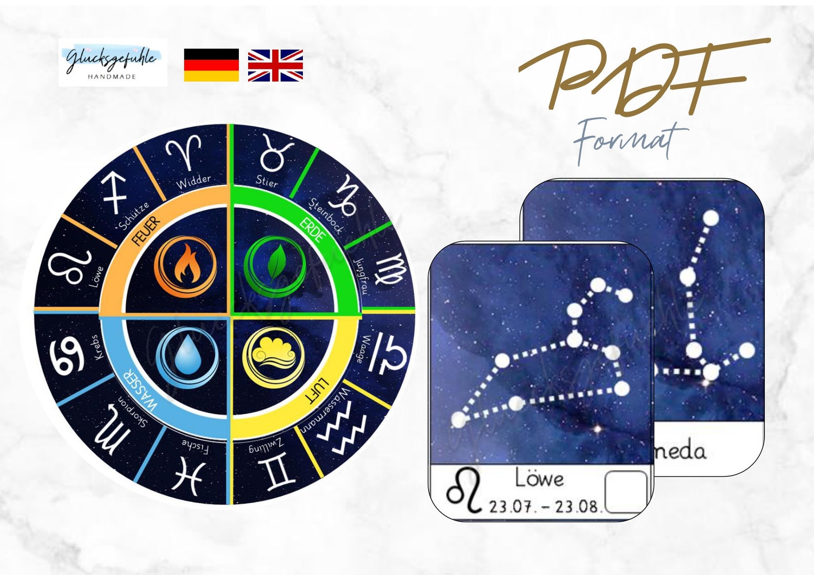 PDF Zodiac Sign, PDF Zodiac Sign, English & German, Homeschooling ...