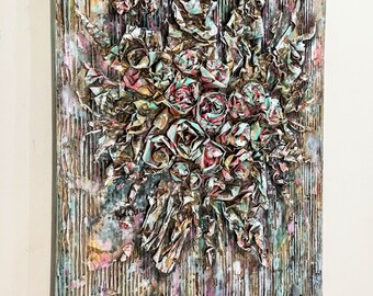 Mixed Media Roses - Etsy