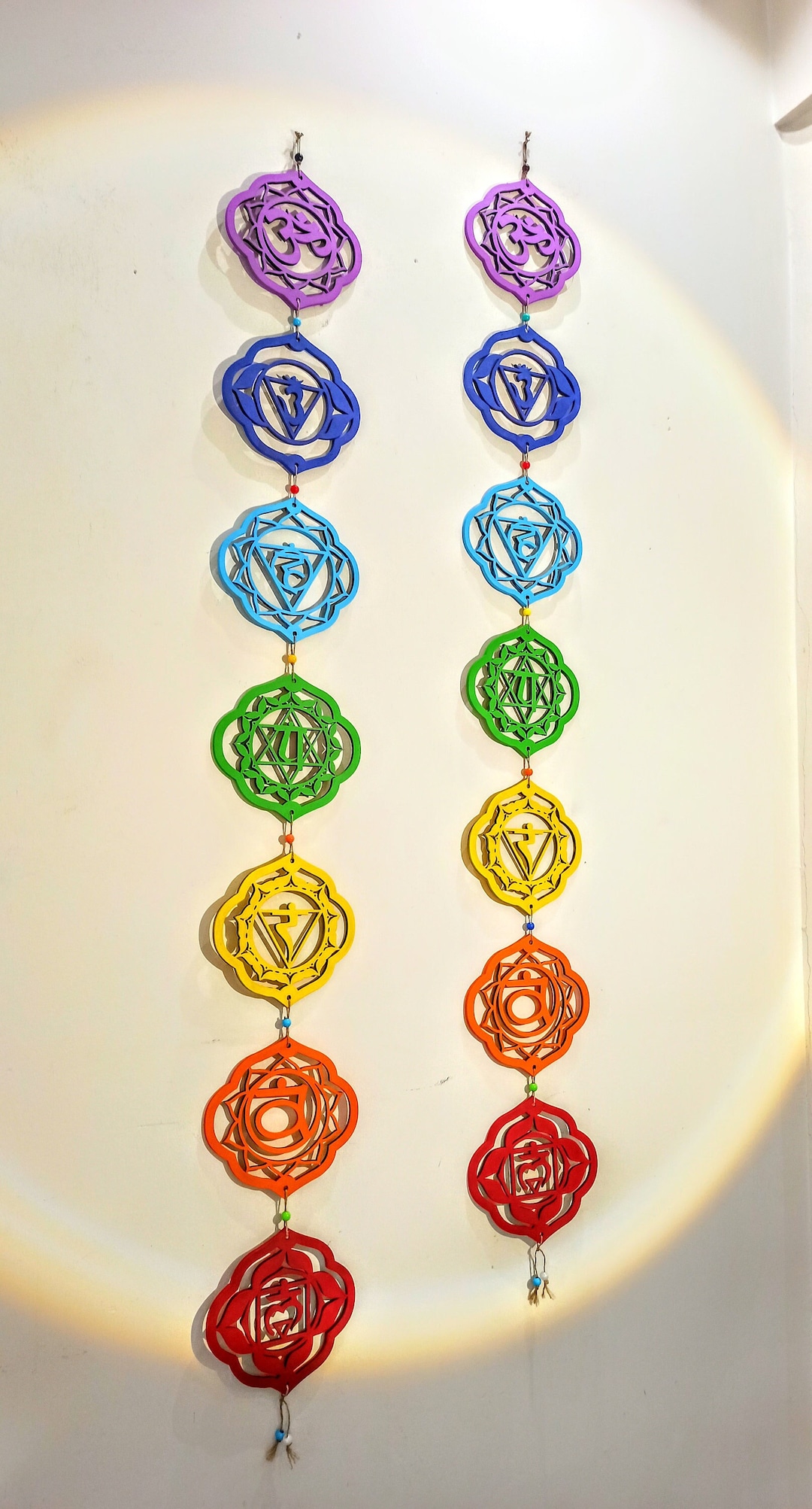 7 Chakra Wall Hanging, Chakras Wall Decor, Chakras Toran, Colored Beads ...