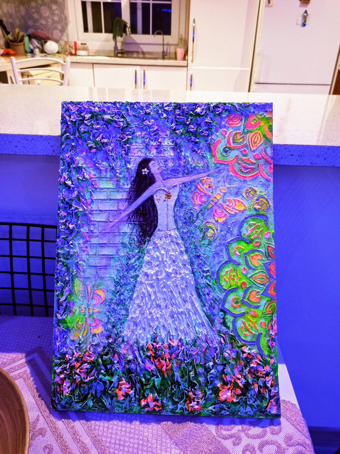 Textured abstract bride painting mandala art wall decor 3d | Etsy