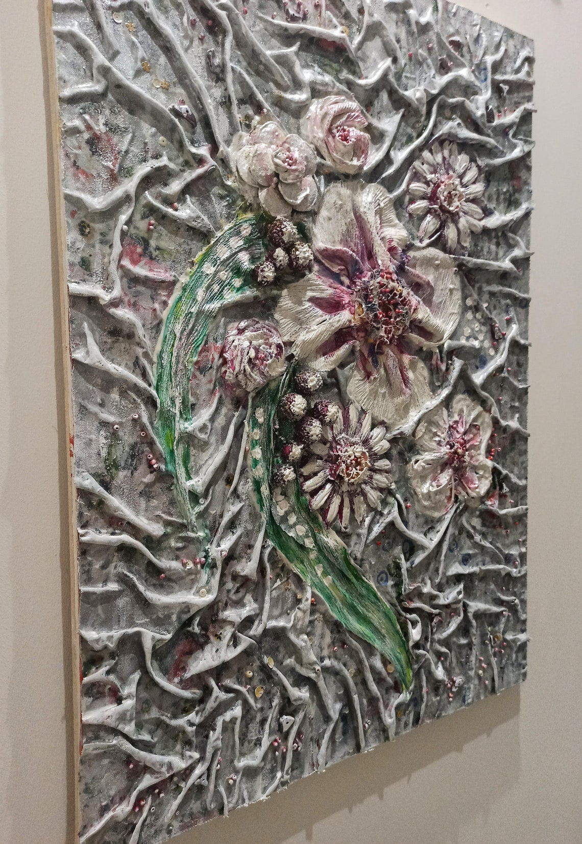 Mixed Media Flower Wall Decor Artificial Flowersboho Chic | Etsy