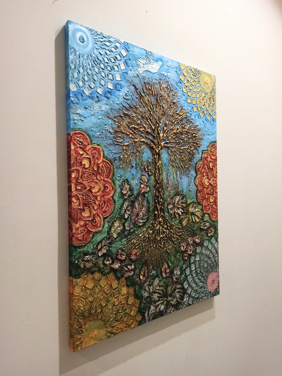 Tree of Life Textured Acrylic Painting on Canvas Original - Etsy