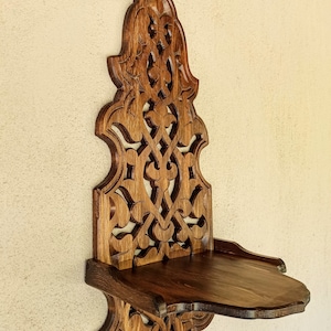 Wooden Ornate Wall Shelf | Hand Carved Wood Shelf | Folding Shelf ...
