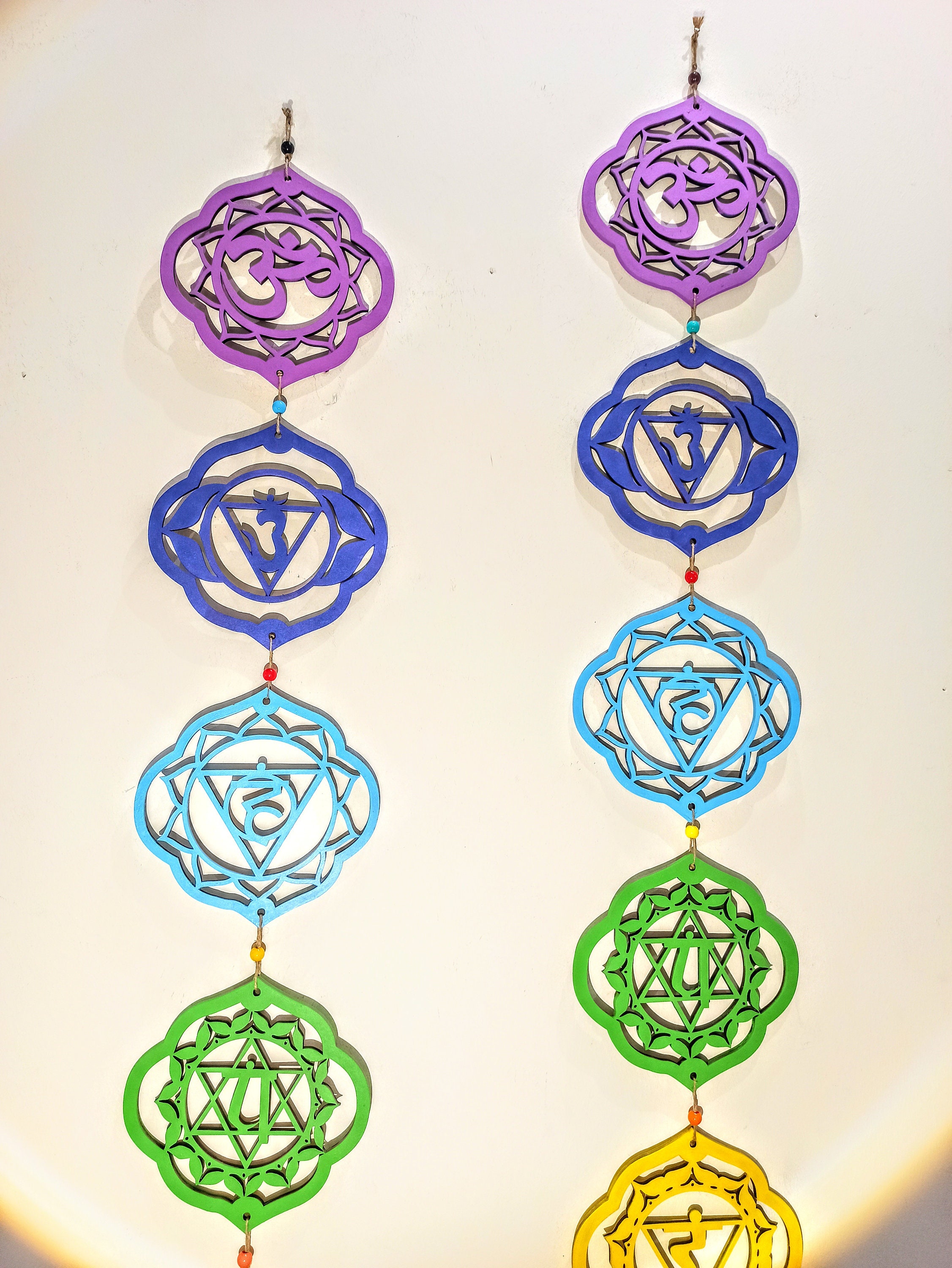 7 Chakra Wall Hanging, Chakras Wall Decor, Chakras Toran, Colored Beads ...