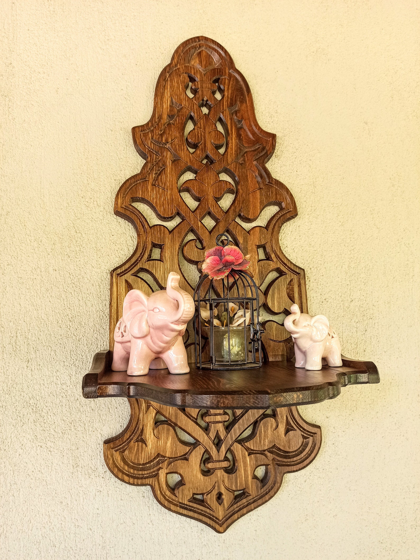 Wooden Ornate Wall Shelf Hand Carved Wood Shelf Folding - Etsy