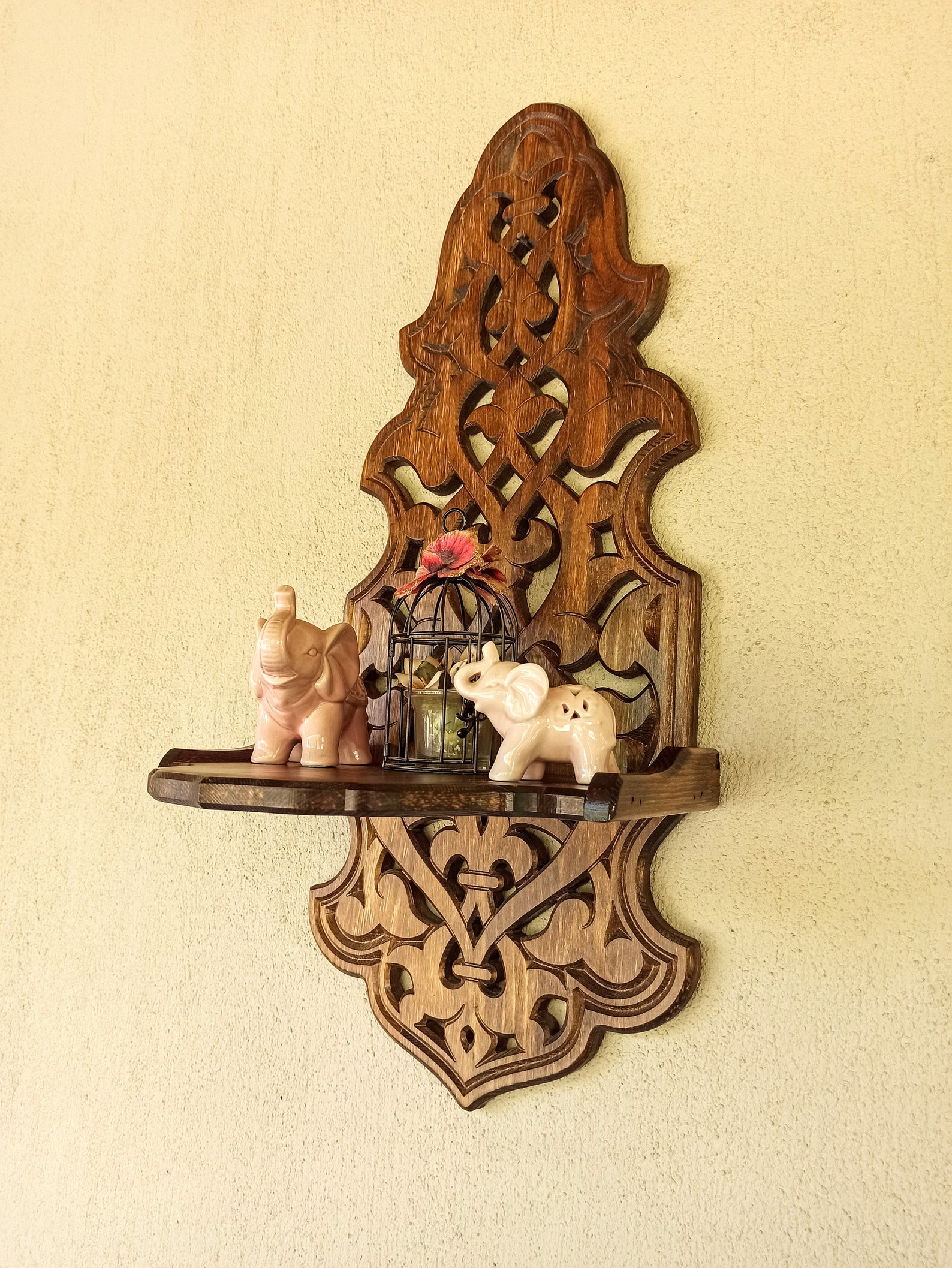 Wooden Ornate Wall Shelf Hand Carved Wood Shelf Folding - Etsy