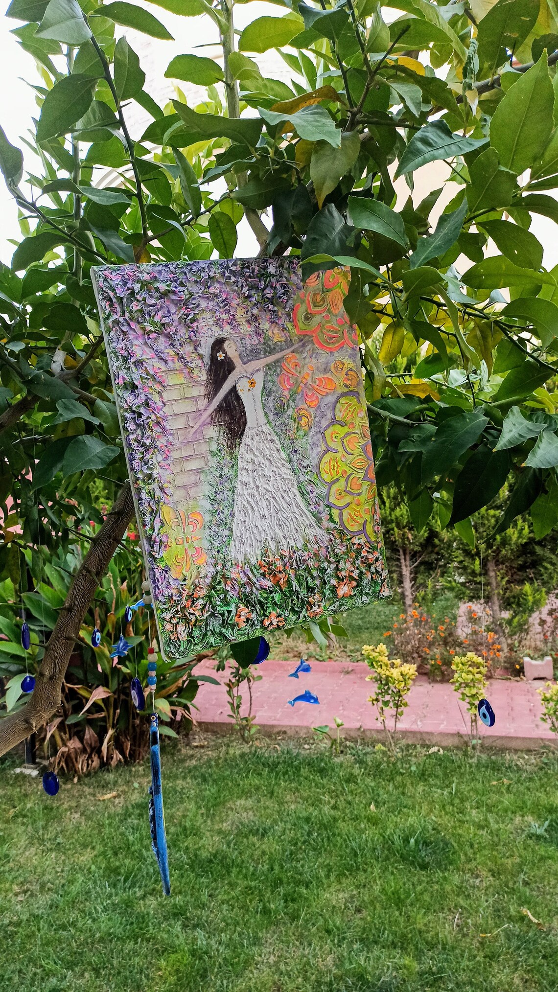 Textured abstract bride painting mandala art wall decor 3d | Etsy