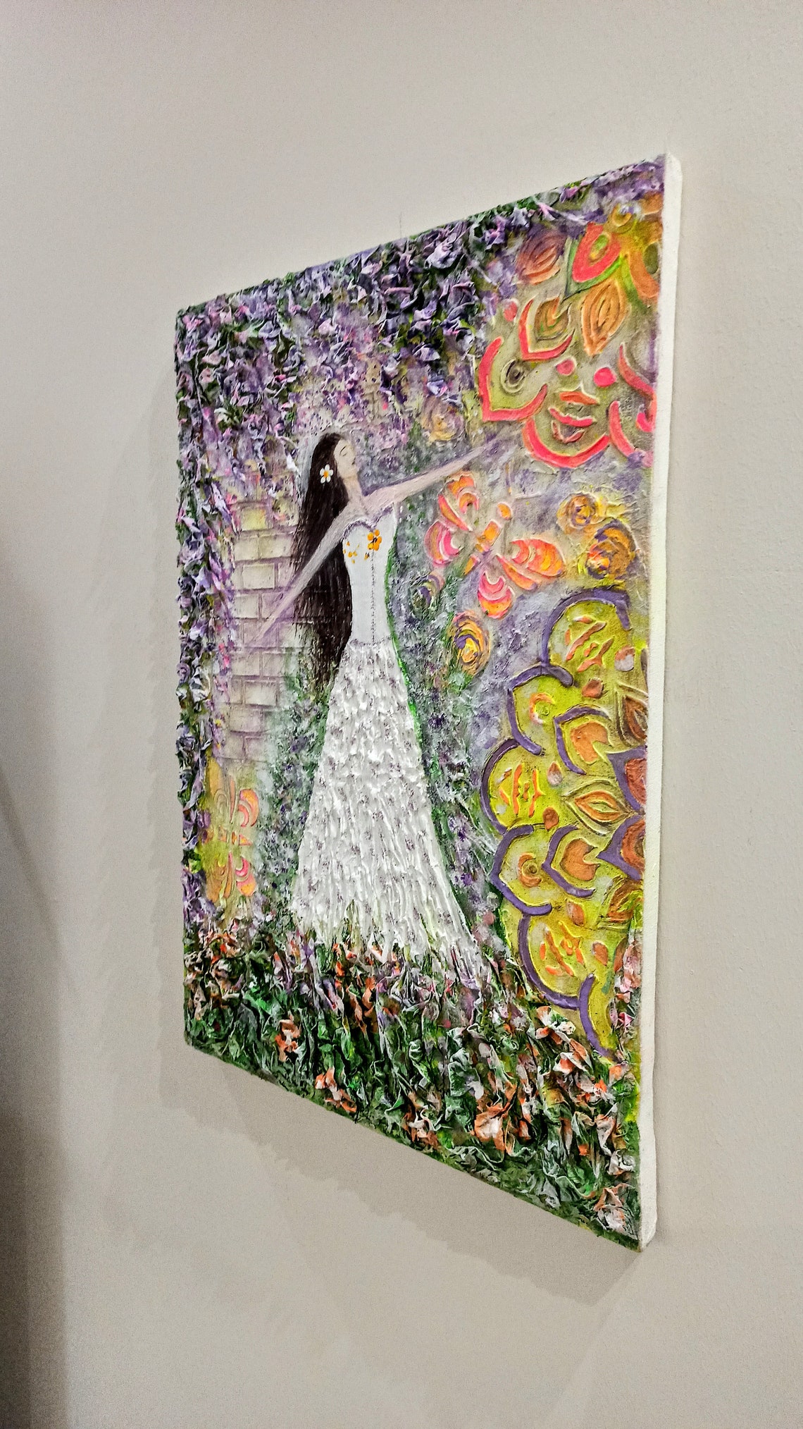 Textured abstract bride painting mandala art wall decor 3d | Etsy