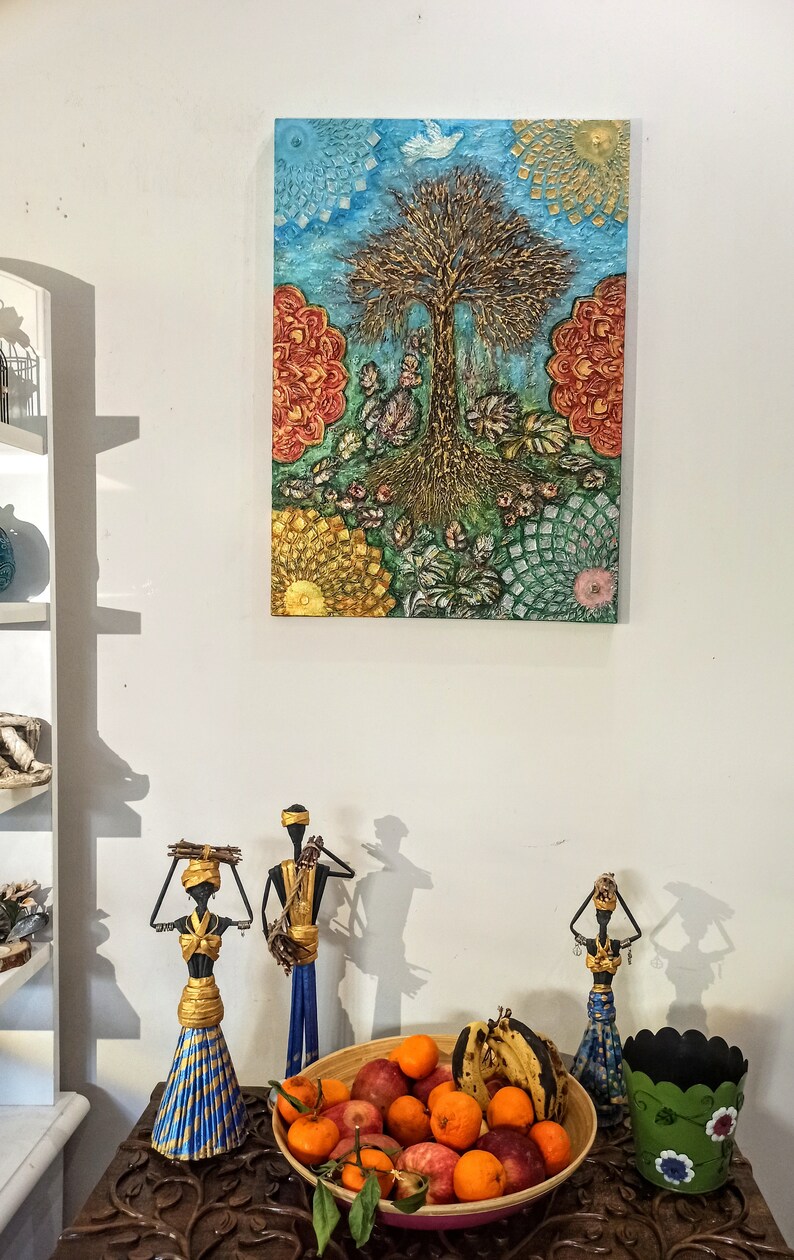 Tree of Life Textured Acrylic Painting on Canvas Original - Etsy